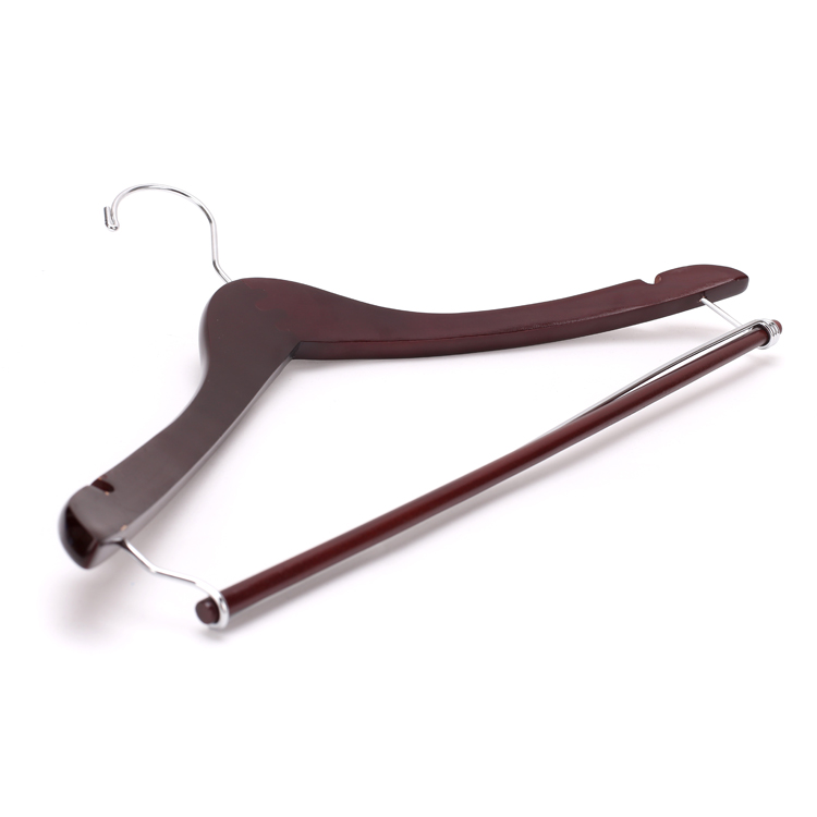 Men'S Contour Suit Wood Hanger W/ Lock Bar, Walnut Finish With Brass ...